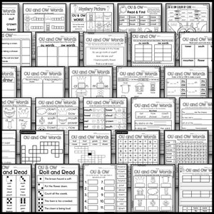 OU and OW Worksheets: Cut and Paste Sorts, Cloze, Read and Draw First ...