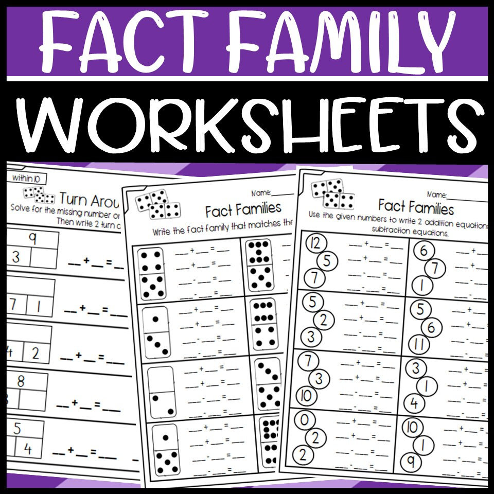 Turn Around Fact and Fact Family Worksheets: First and Second Grade ...
