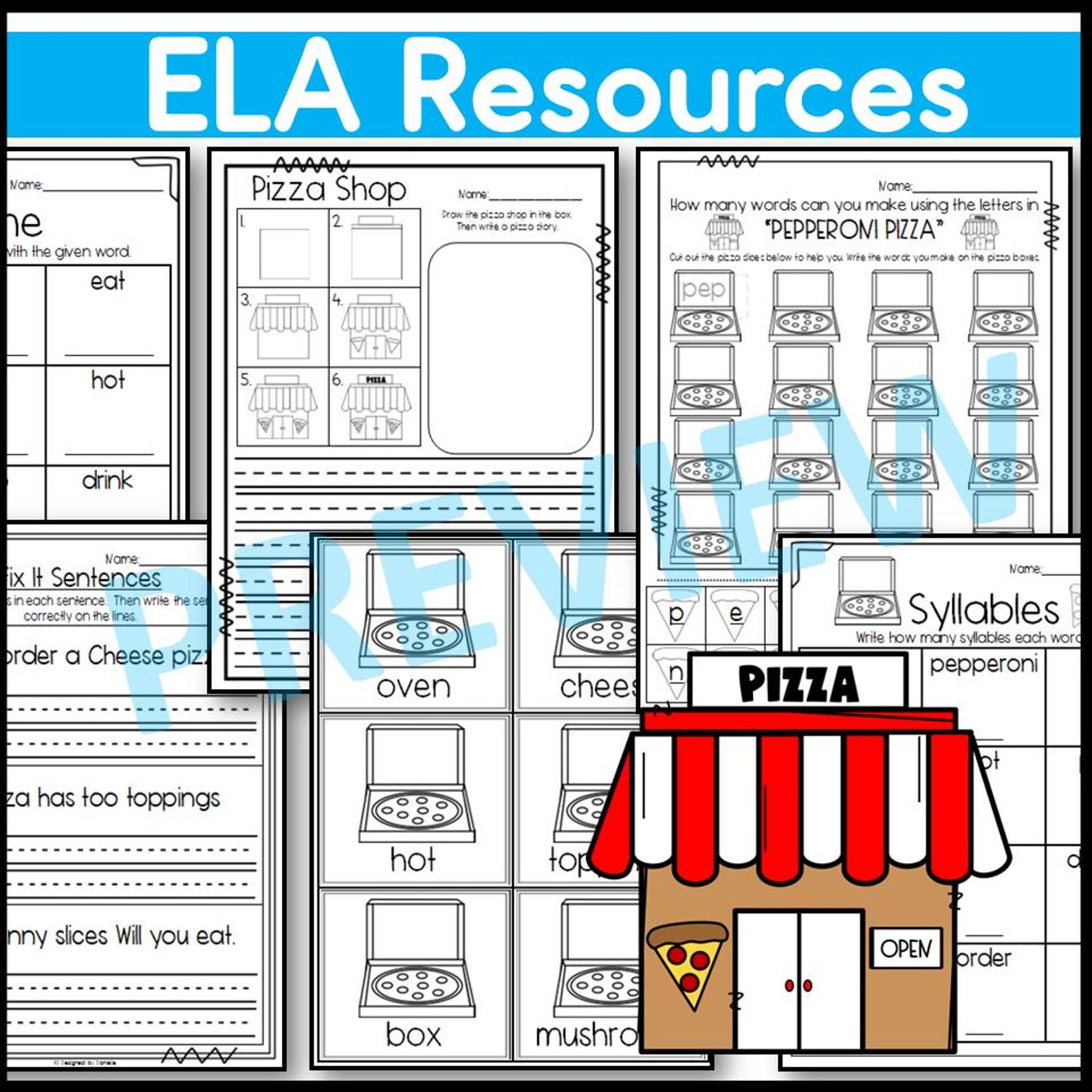 Pizza Day Themed Activities and Worksheets: Back to School Review Math ...