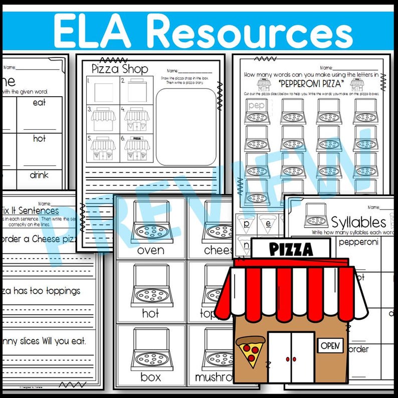 Pizza Day Themed Activities and Worksheets: Back to School Review Math ...