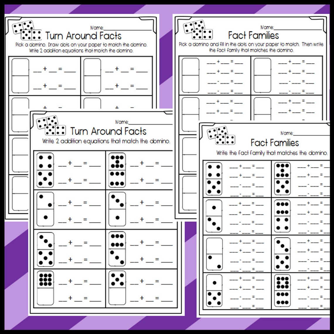 Turn Around Fact and Fact Family Worksheets: First and Second Grade ...