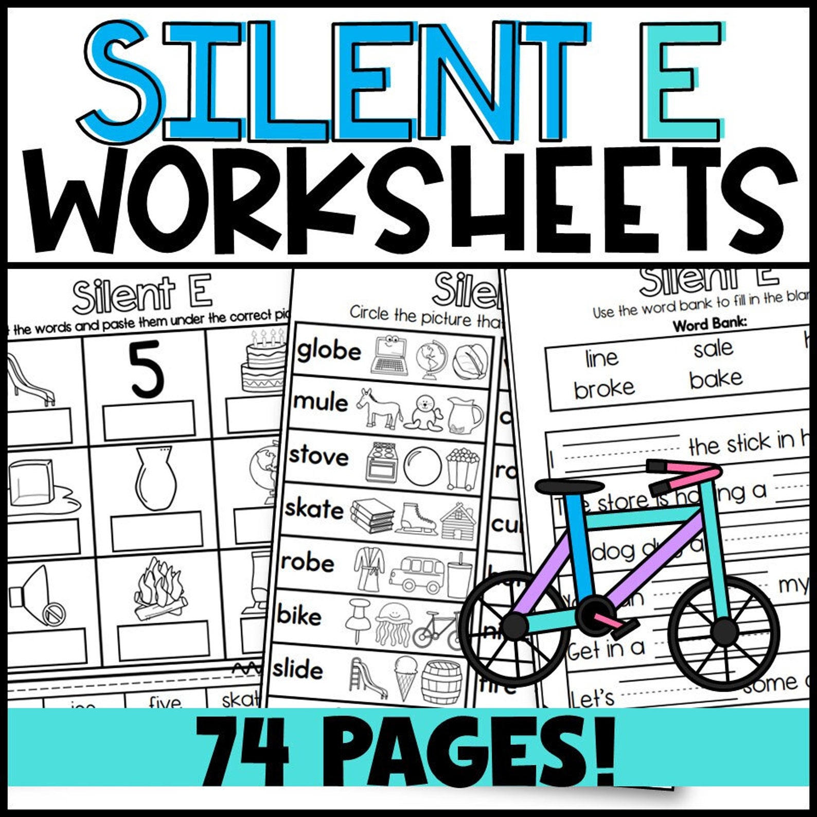 Long Vowel Silent E Worksheets: First Grade Kindergarten Second Grade ...