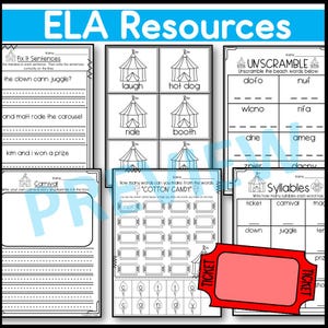 Carnival Day Themed Activities and Worksheets: Back to School Review ...