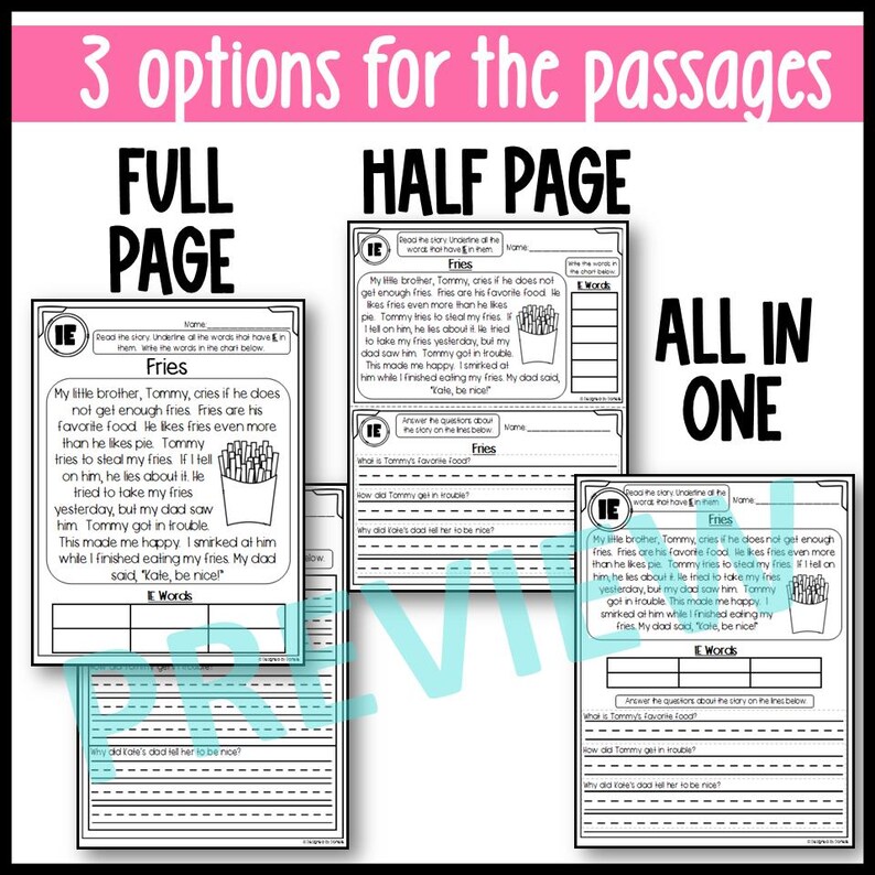 IE and IGH Reading Passages: Long I With Comprehension Questions for ...
