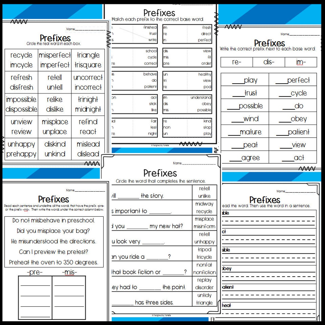 Prefix Worksheets: First and Second Grade Printable Worksheets - Etsy