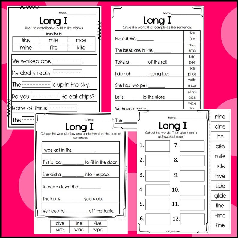 Long I, Silent E Worksheets Cvce Words Magic E Sneaky E Long Vowel I ...