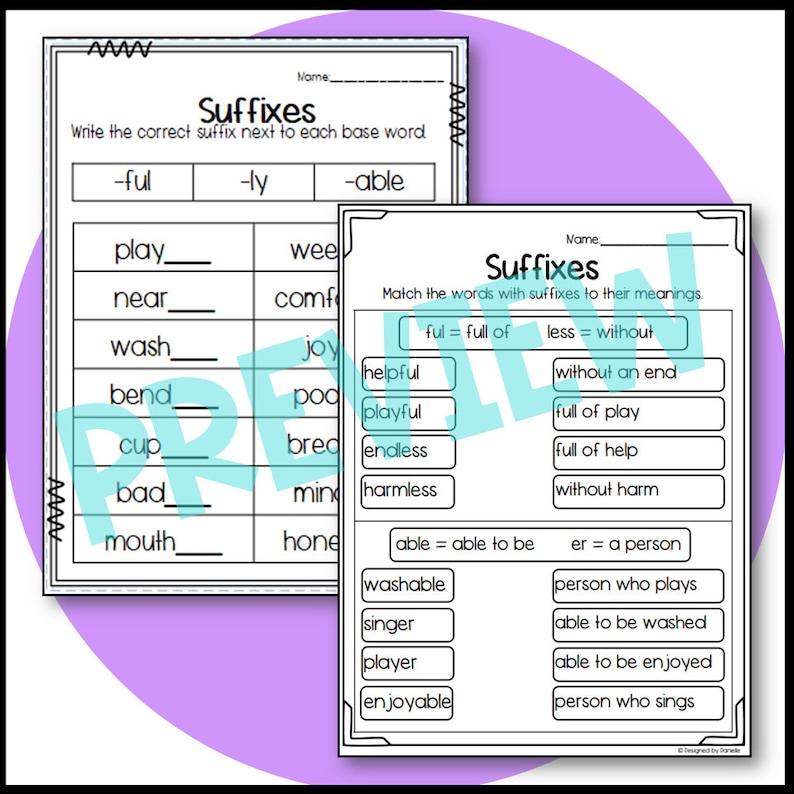 Suffix Worksheets: First and Second Grade Printable Worksheets to Work ...