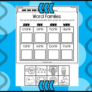 Word Families Cut and Paste Phonics Worksheets: Printable - Etsy