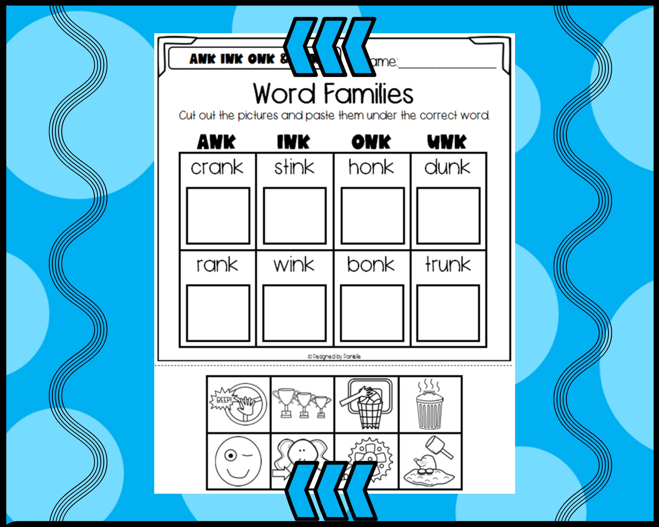 Word Families Cut and Paste Phonics Worksheets: Printable - Etsy