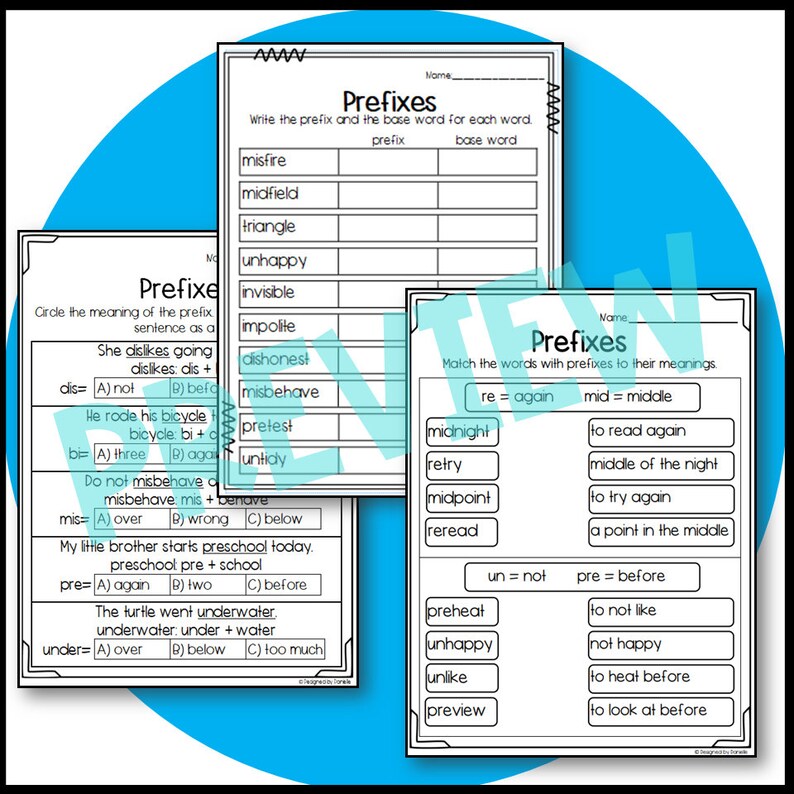 Prefix Worksheets: First and Second Grade Printable Worksheets to Work ...