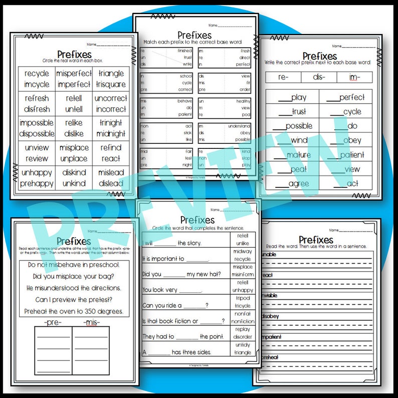 Prefix Worksheets: First and Second Grade Printable Worksheets to Work ...