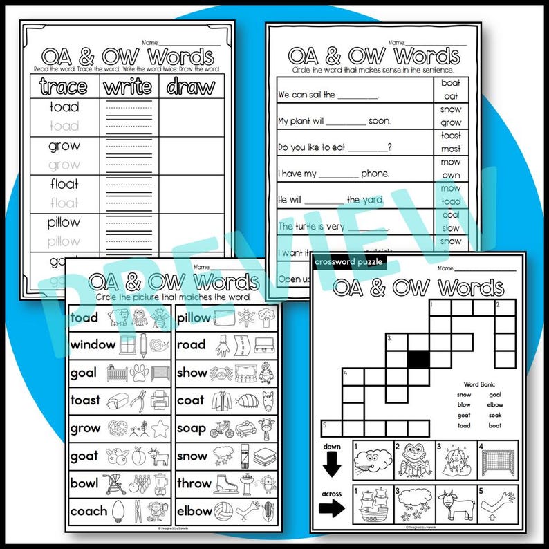 OA and OW Worksheets and Sorts, Color by Code, Cloze, Mystery Pic, No ...