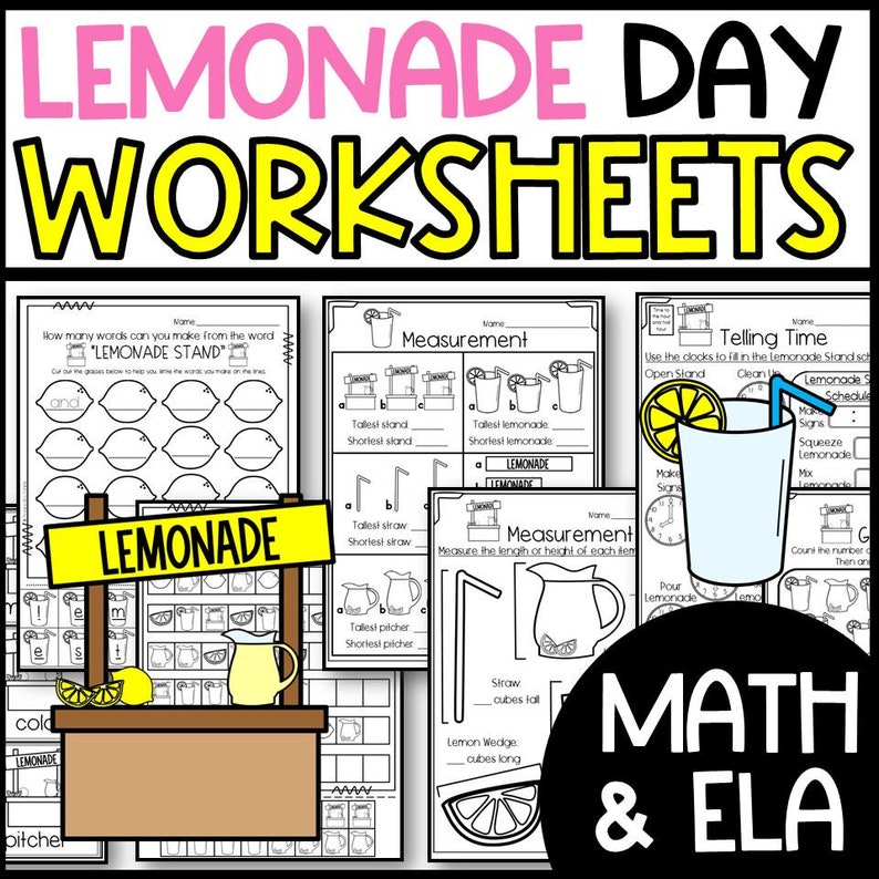 Lemonade Day Themed Activities and Worksheets: Back to School Math ...