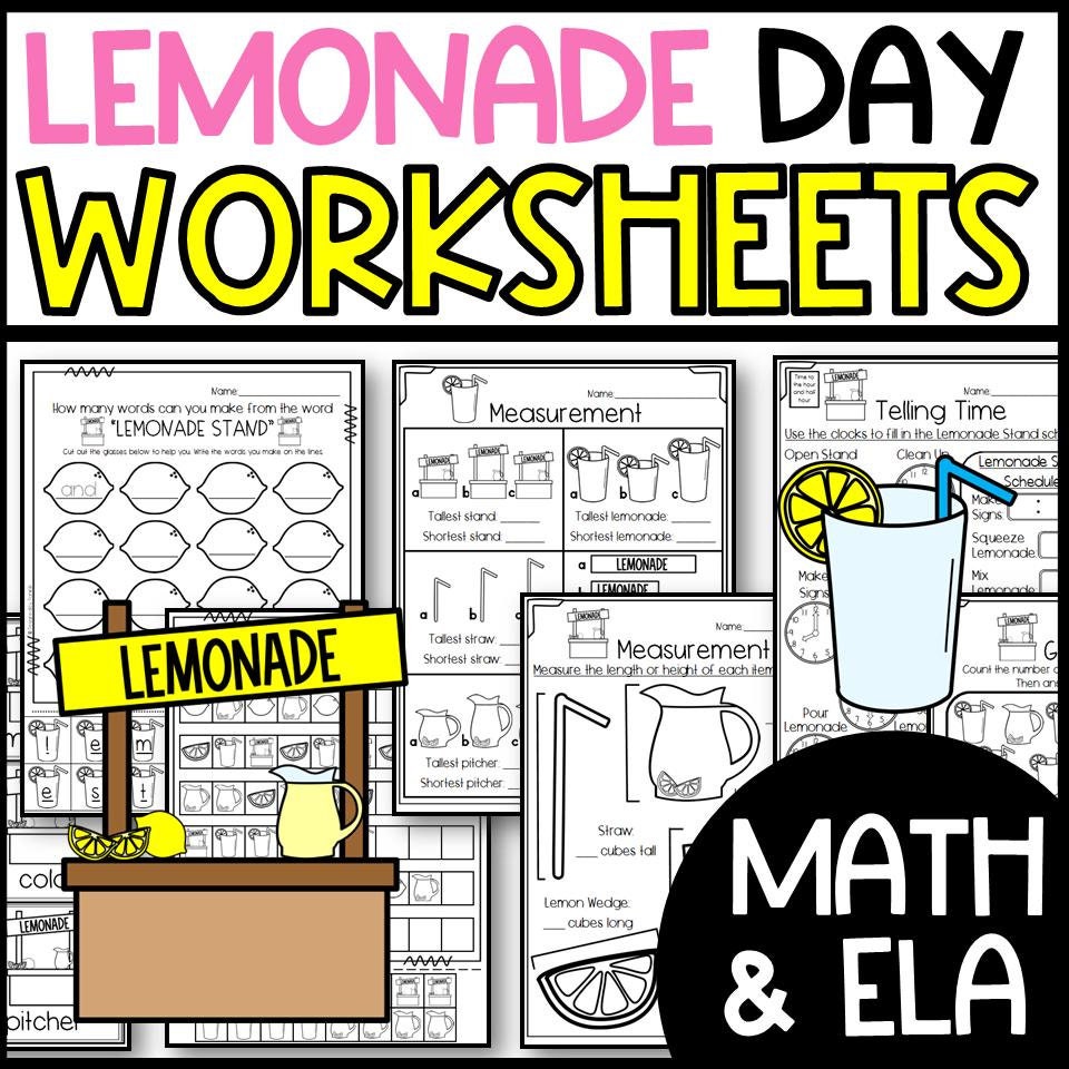 Lemonade Day Themed Activities and Worksheets: Back to School Math ...
