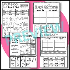U and OO Worksheets: Word Sorts, Picture Sorts, Cloze, Matching, Color ...