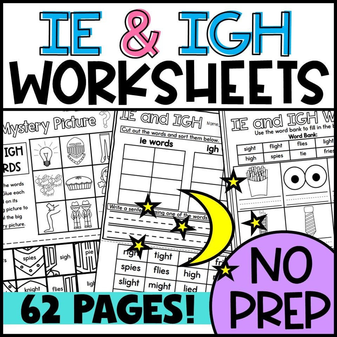 IE and IGH Worksheets: Long I Sorts, Cloze, I Spy, Color by Code ...