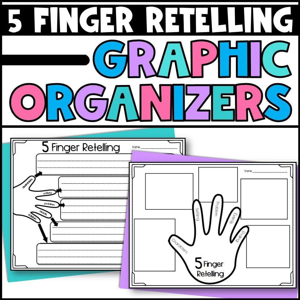 5 Finger Retelling Graphic Organizers Worksheets Story Elements for ...