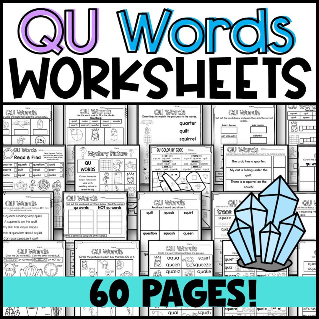 QU Worksheets : Sorts, Matching, Read and Draw, and More Kindergarten First Grade Second Grade ...
