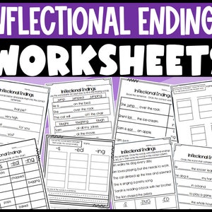 Inflectional Endings Printable Worksheets: ED ING and S Endings - Etsy