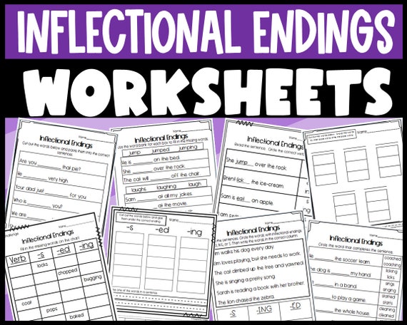 Inflectional Endings Printable Worksheets: ED ING and S - Etsy