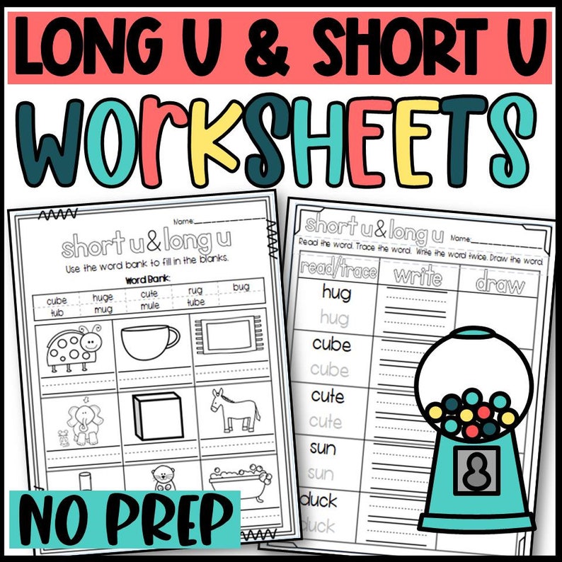 Long U and Short U Worksheets: Cut and Paste Sorts, Cloze, Read and ...