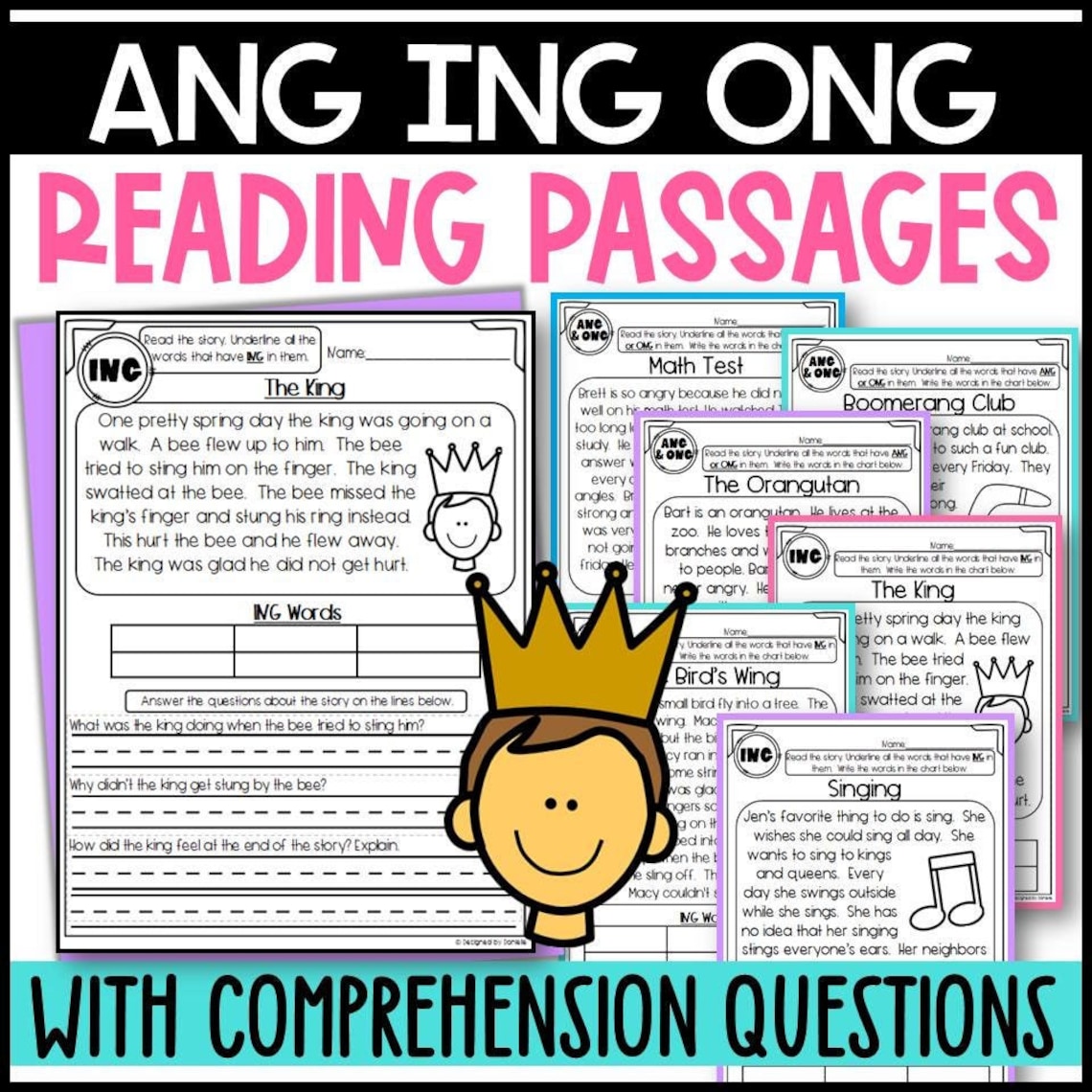 Ing, Ang, and Ong Passages: Word Family Glued Sounds Comprehension ...