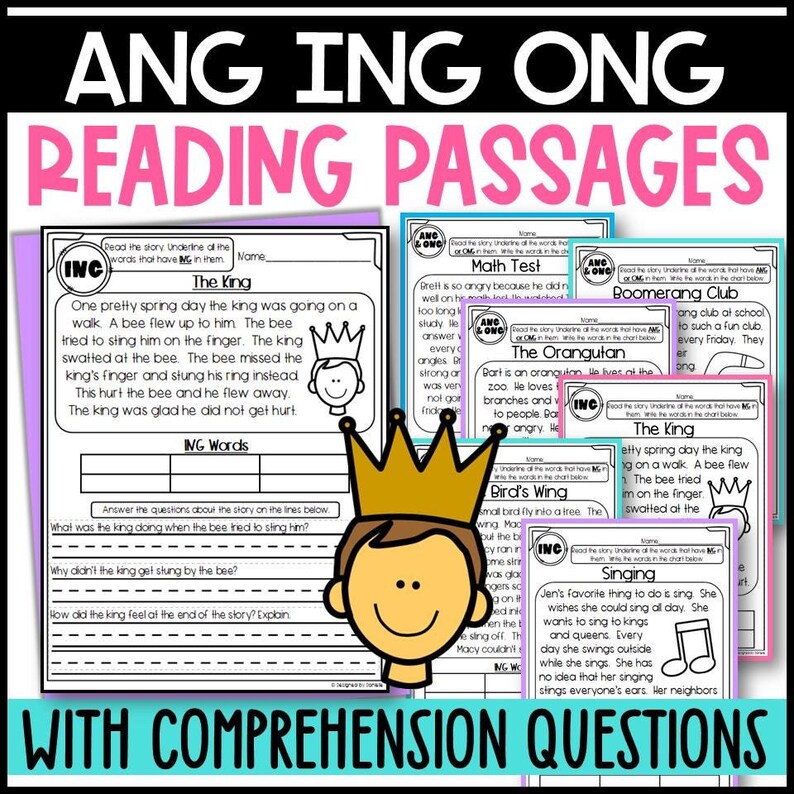 Ing, Ang, and Ong Passages: Word Family Glued Sounds Comprehension ...