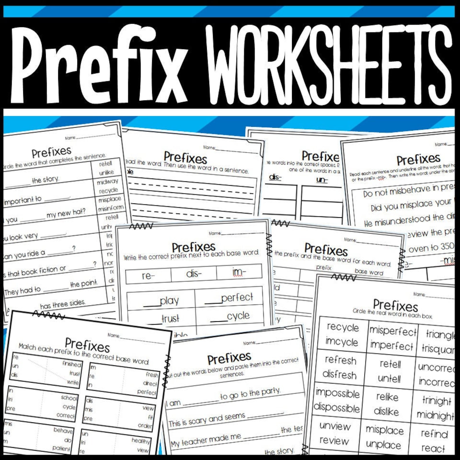 Prefix Worksheets: First and Second Grade Printable Worksheets - Etsy