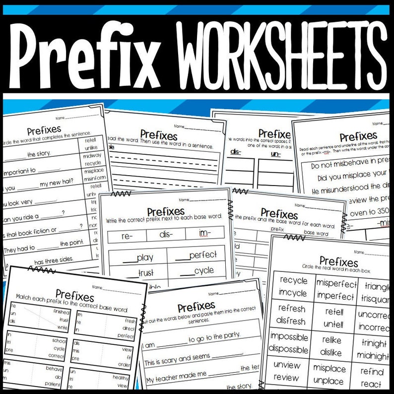 Prefix Worksheets: First and Second Grade Printable Worksheets to Work ...