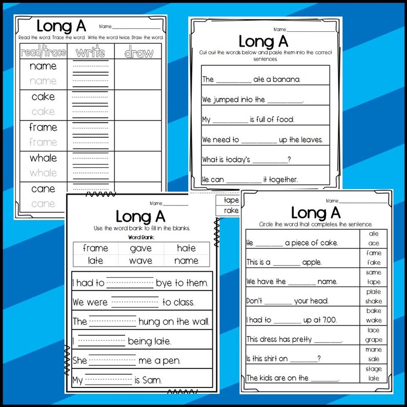 Long A Silent E Worksheets Activities Magic E Sneaky E Phonics Word ...
