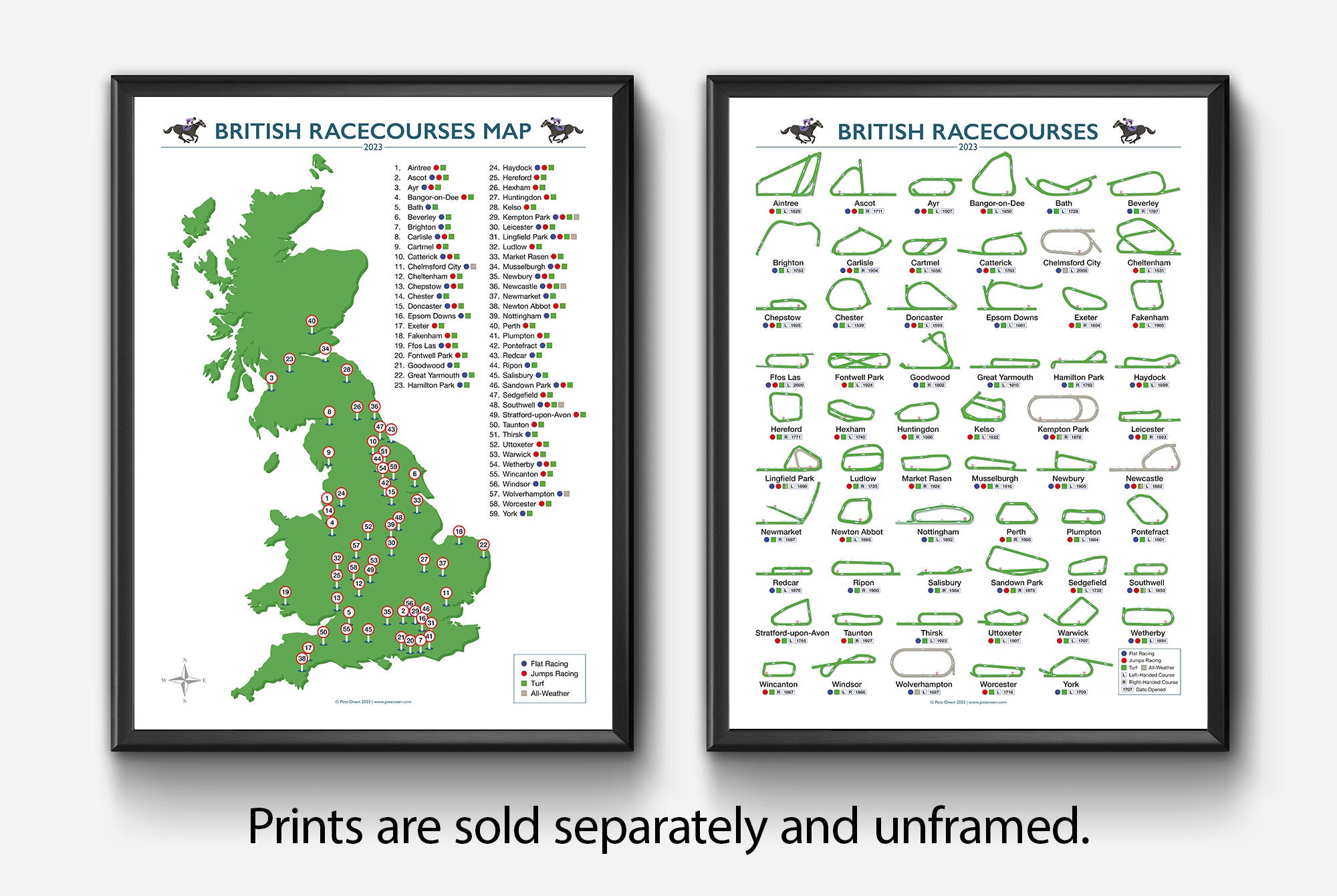 British Racecourse Map 2024 Horse Racing Gift Print Poster - Etsy