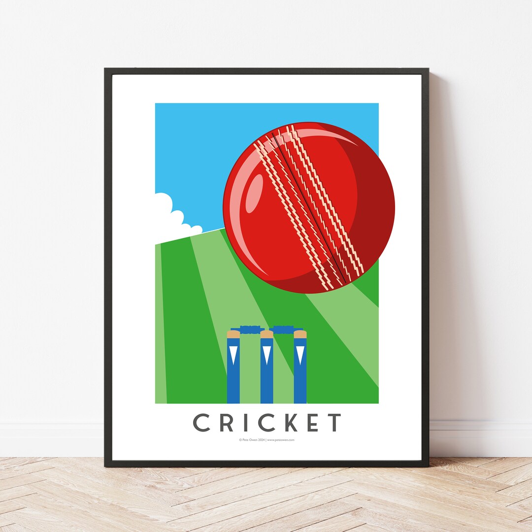 Cricket Ball Print - Cricket Gift - Sports Themed Wall Art - Print ...
