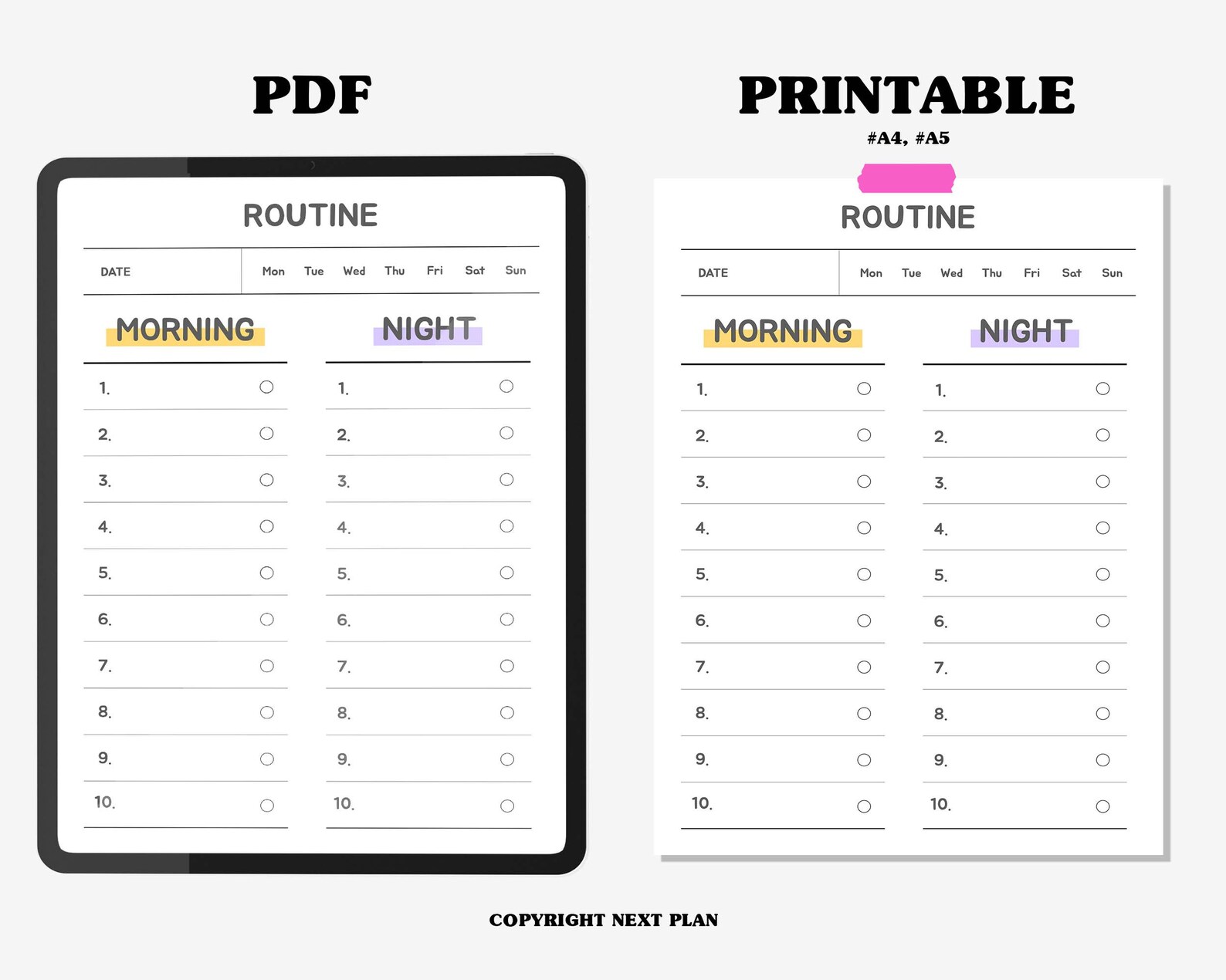 Routine Planner, Mornig Routine, Night Routine, Printable Planner ...