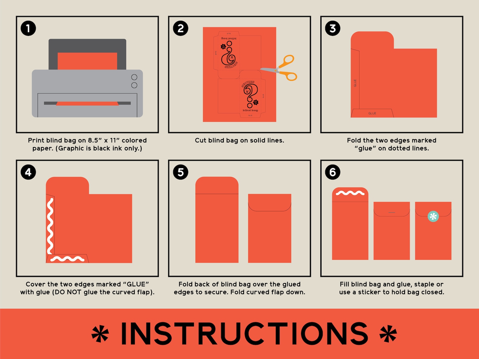 Printable Blind Bag DIY - 5 Sizes - PDF - Digital Download - Print at ...