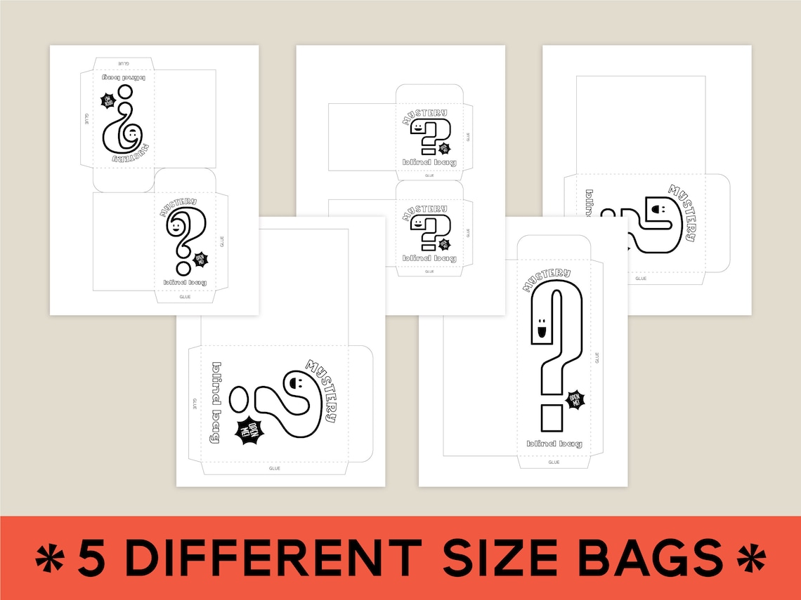Printable Blind Bag DIY - 5 Sizes - PDF - Digital Download - Print at ... Printable Blind Bag DIY - 5 Sizes - PDF - Digital Download - Print at ...