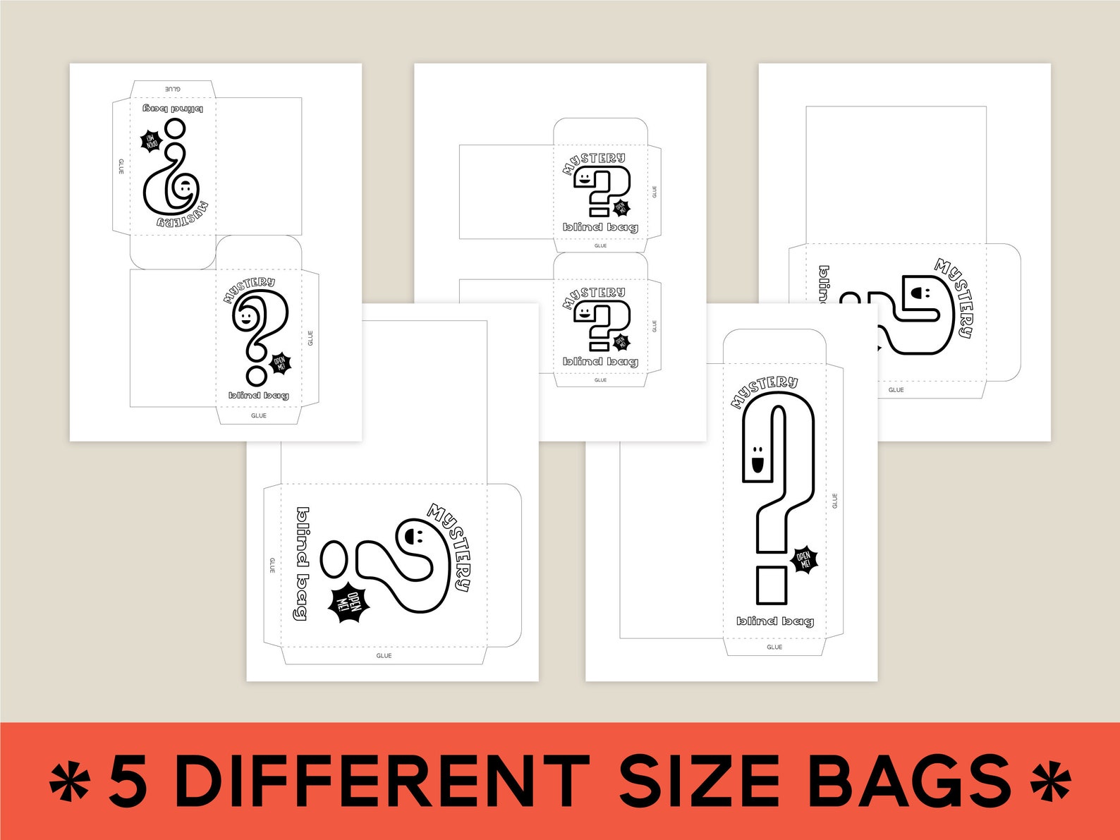 Printable Blind Bag DIY - 5 Sizes - PDF - Digital Download - Print at ...