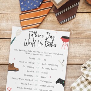 Father's Day Printable Game | Would He Rather | Fun Father's Day Kids ...