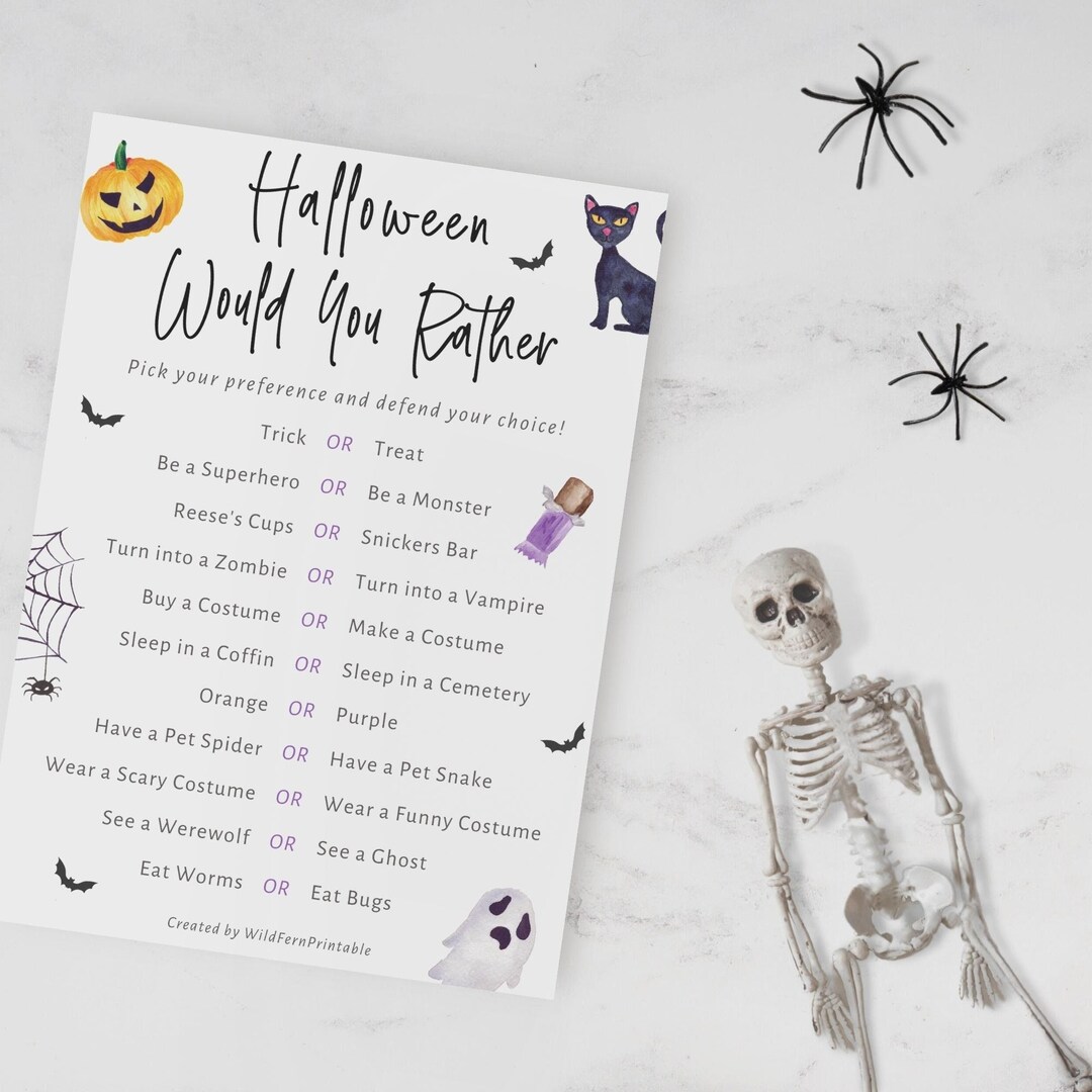 Halloween Printable Game | Would You Rather Family Game | Halloween ...