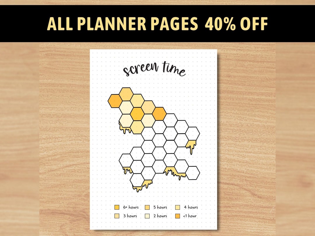 Honeycomb Screen Time Tracker A5 Printable Journal Page Monthly Habit ...