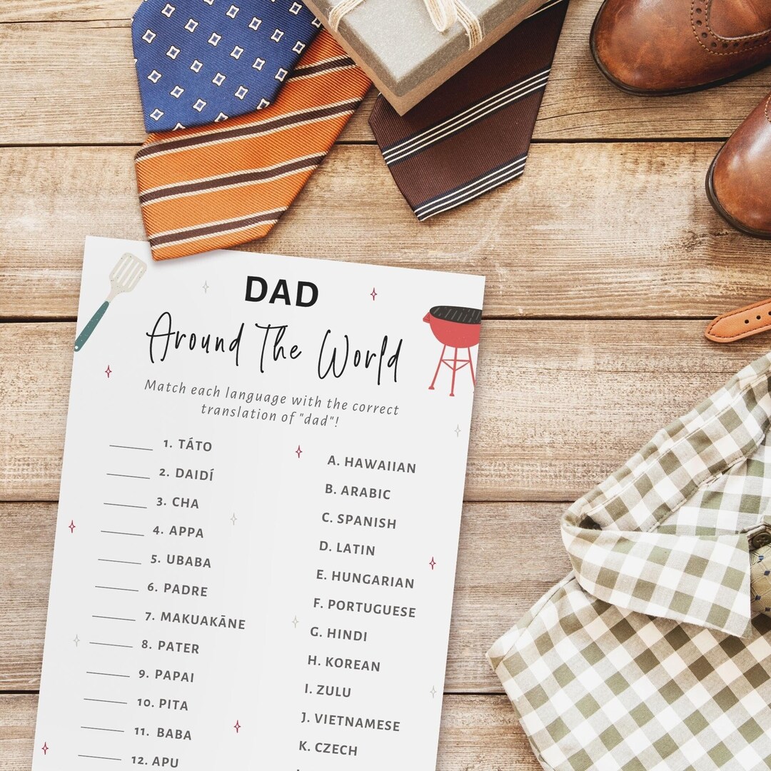 Father's Day Printable Game | Dad Around the World Language Game | Fun ...
