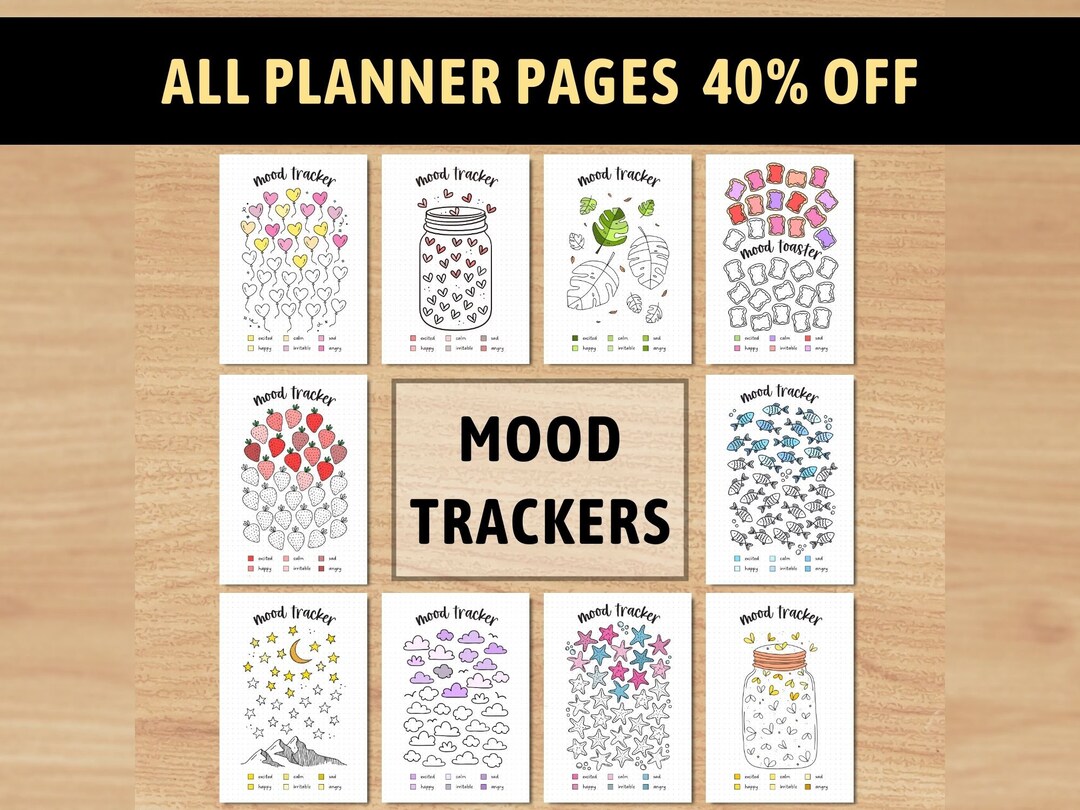 Mood Tracker BUNDLE A5 Journal Page Daily Tracker Set Printable Tracker ...