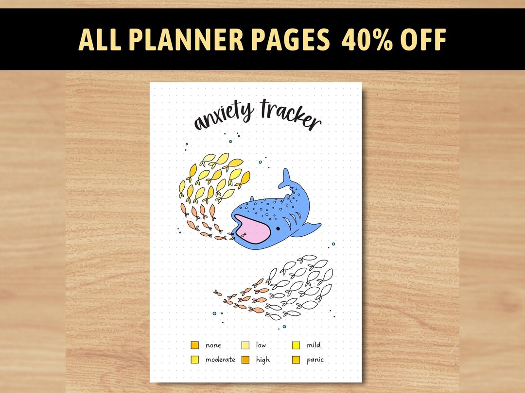 Whale Shark Anxiety Tracker A5 Journal Page Printable Stress Tracker ...