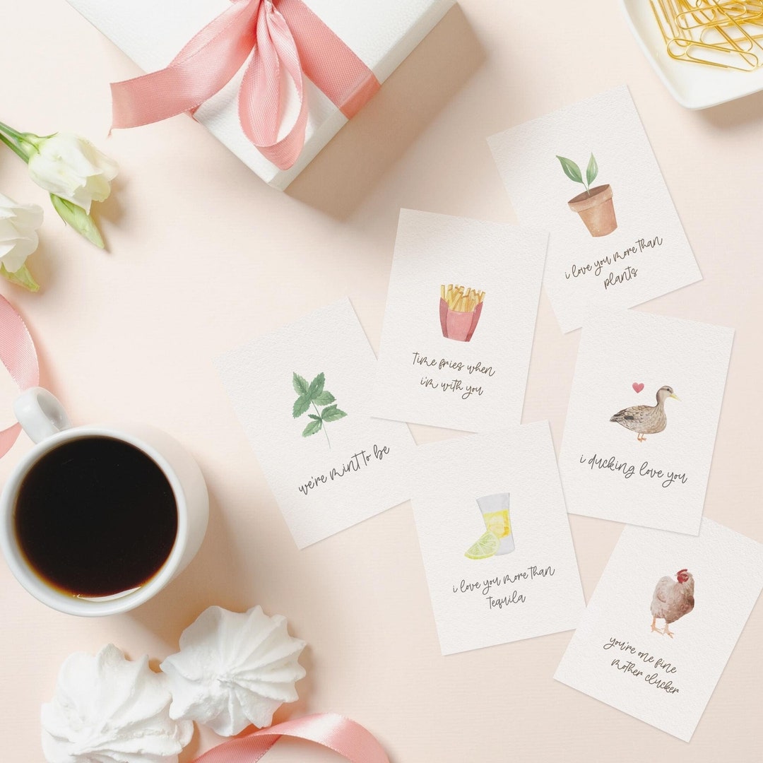 Printable Valentine Mini Card Set | Cute Punny Animals | Anniversary ...