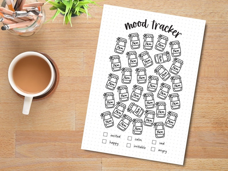 Jam Jar Mood Tracker | A5 Journal Page | Daily Tracker | Printable ...