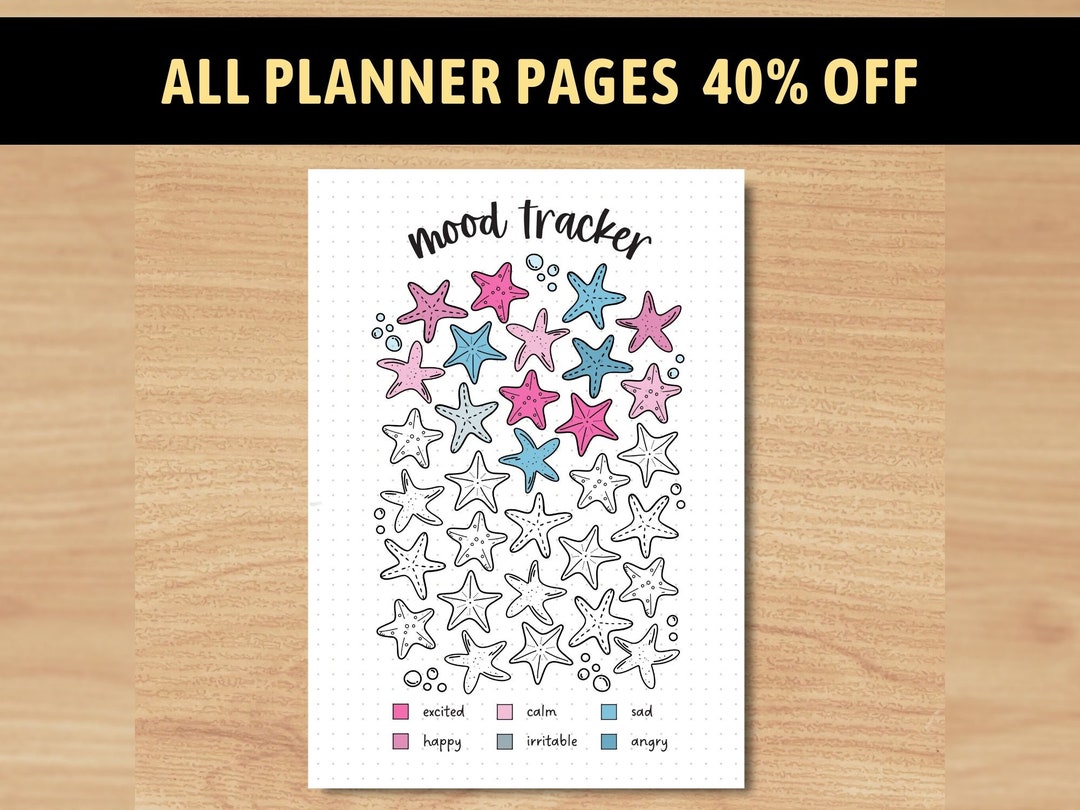 Ocean Starfish Mood Tracker | A5 Journal Page | Daily Tracker ...