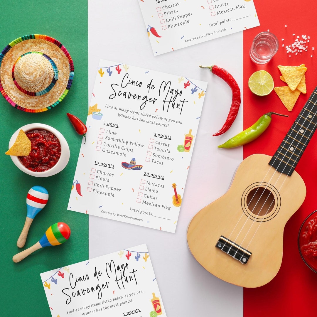 Cinco De Mayo Printable Game | Spanish Scavenger Hunt | Adult Mexican ...