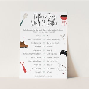 Father's Day Printable Game | Would He Rather | Fun Father's Day Kids ...