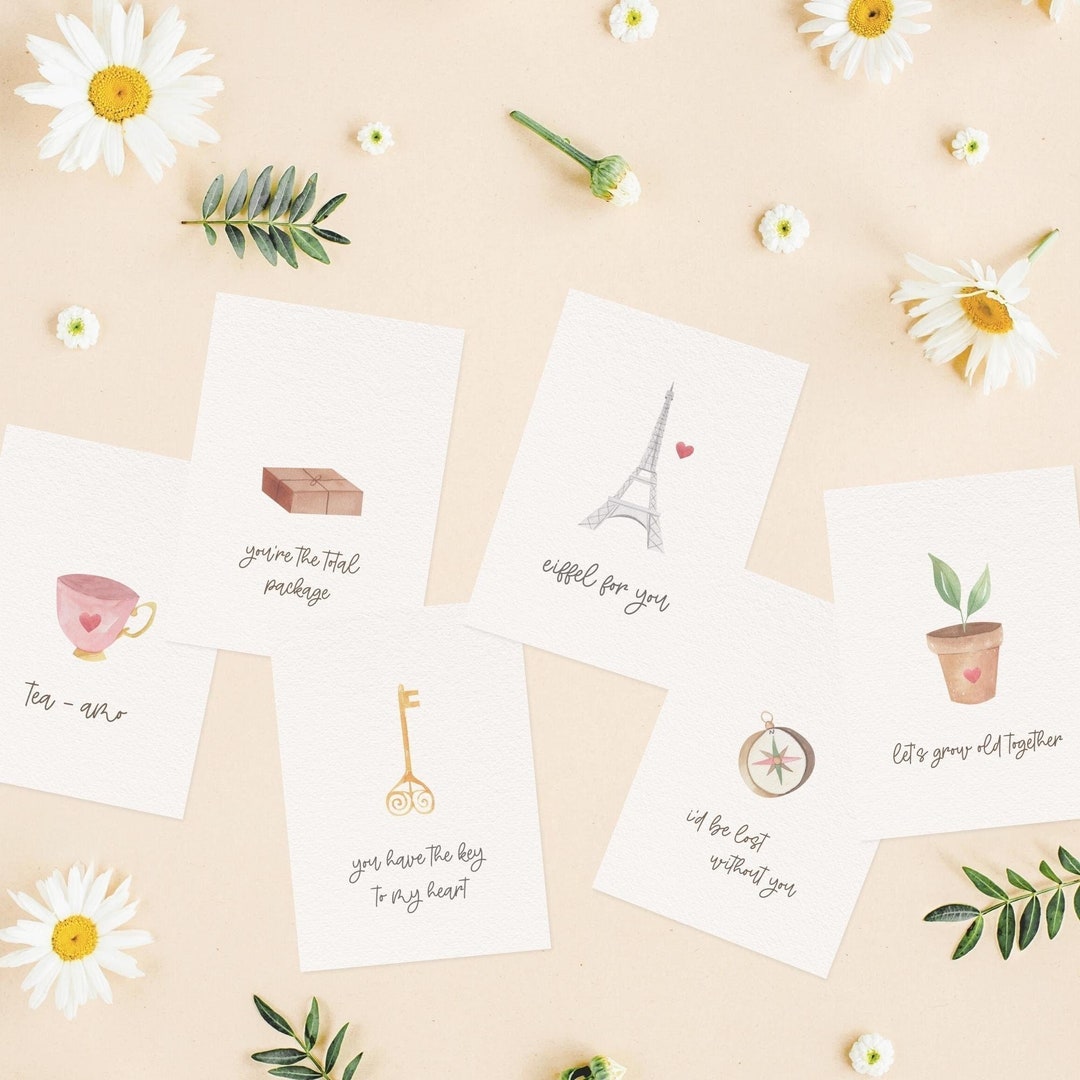 Printable Valentine Mini Card Set Cute Punny Plant Tea Key Funny ...