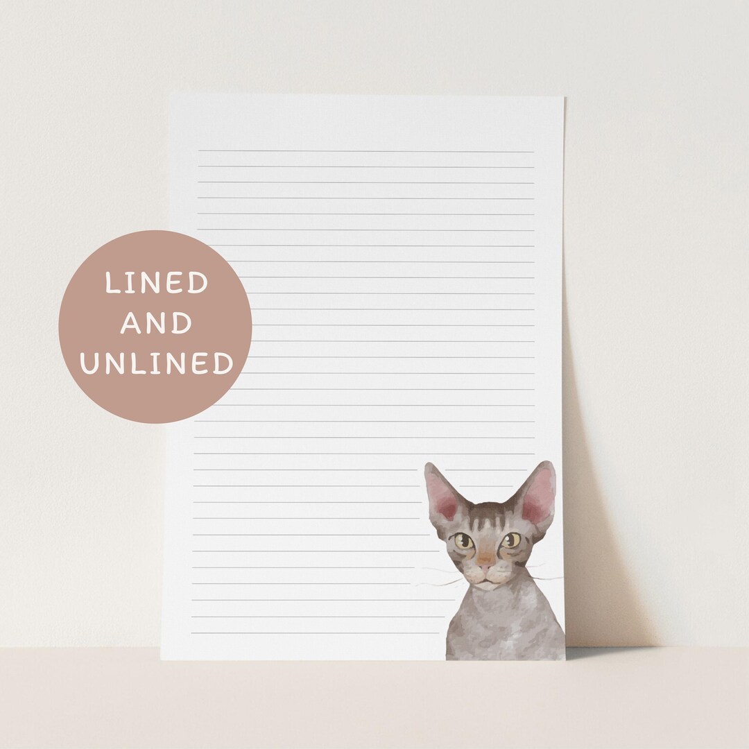 Printable Stationery Sphynx Cat Paper Lined Unlined A4 Letter Size ...