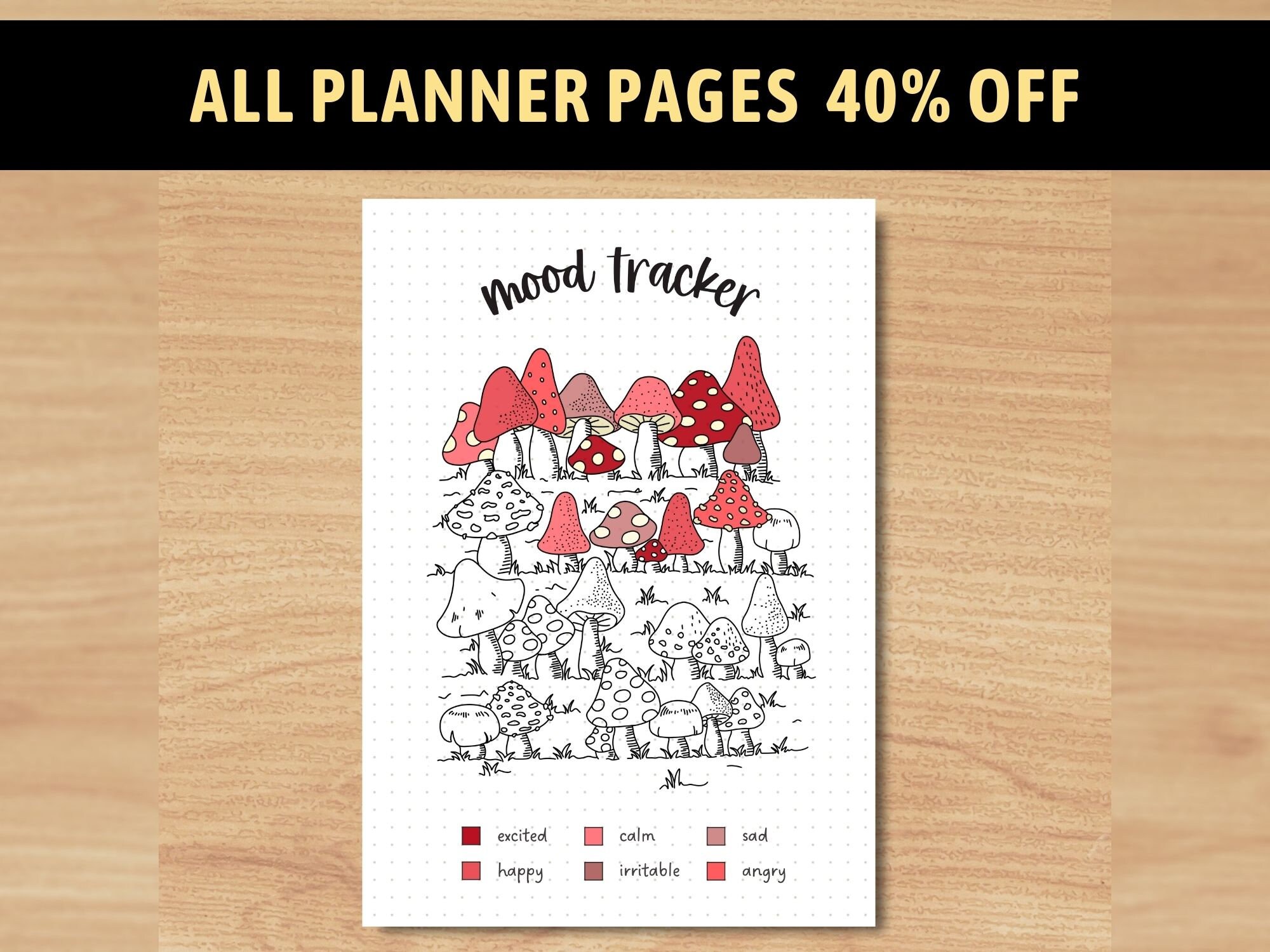 Mushroom Mood Tracker | A5 Journal Page | Daily Tracker | Printable ...